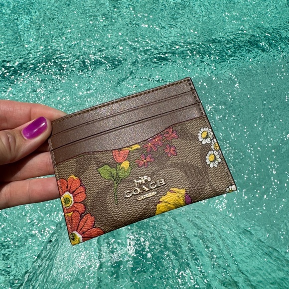 Coach | Accessories | Coach Slim Id Card Case In Brown Signature Canvas ...